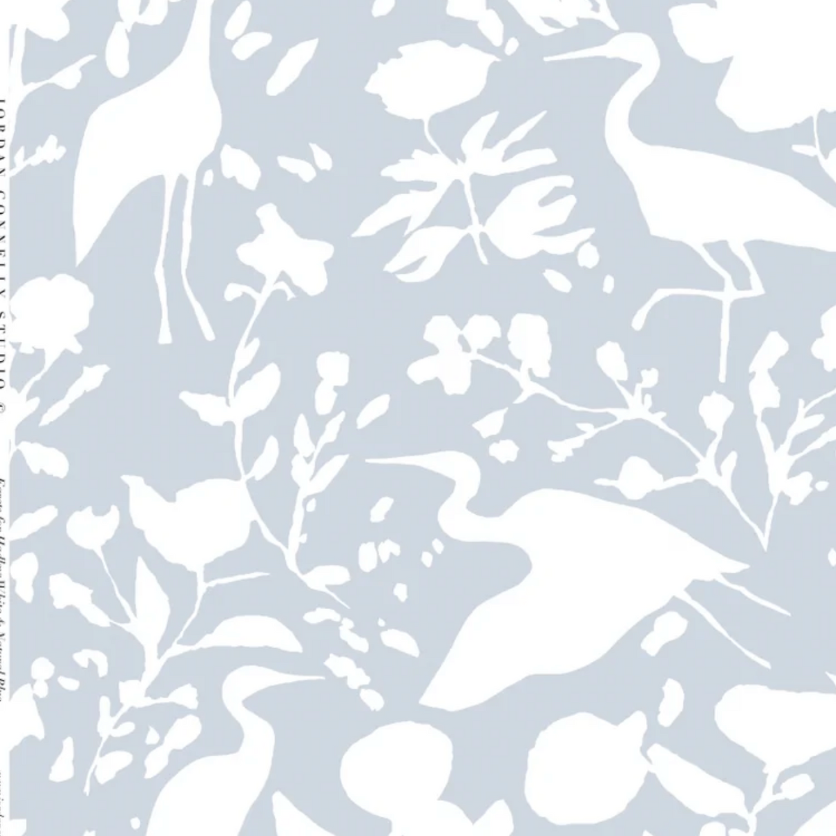 Egrets for Hadley in White and Natural Blue Wallpaper SWATCH – Jordan ...