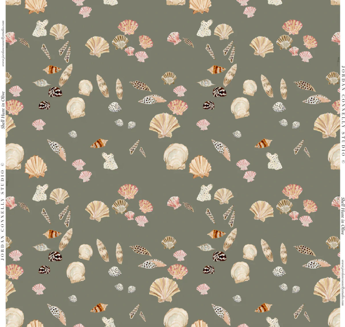 Shell Hunt in Olive Wallpaper SWATCH – Jordan Connelly Studio