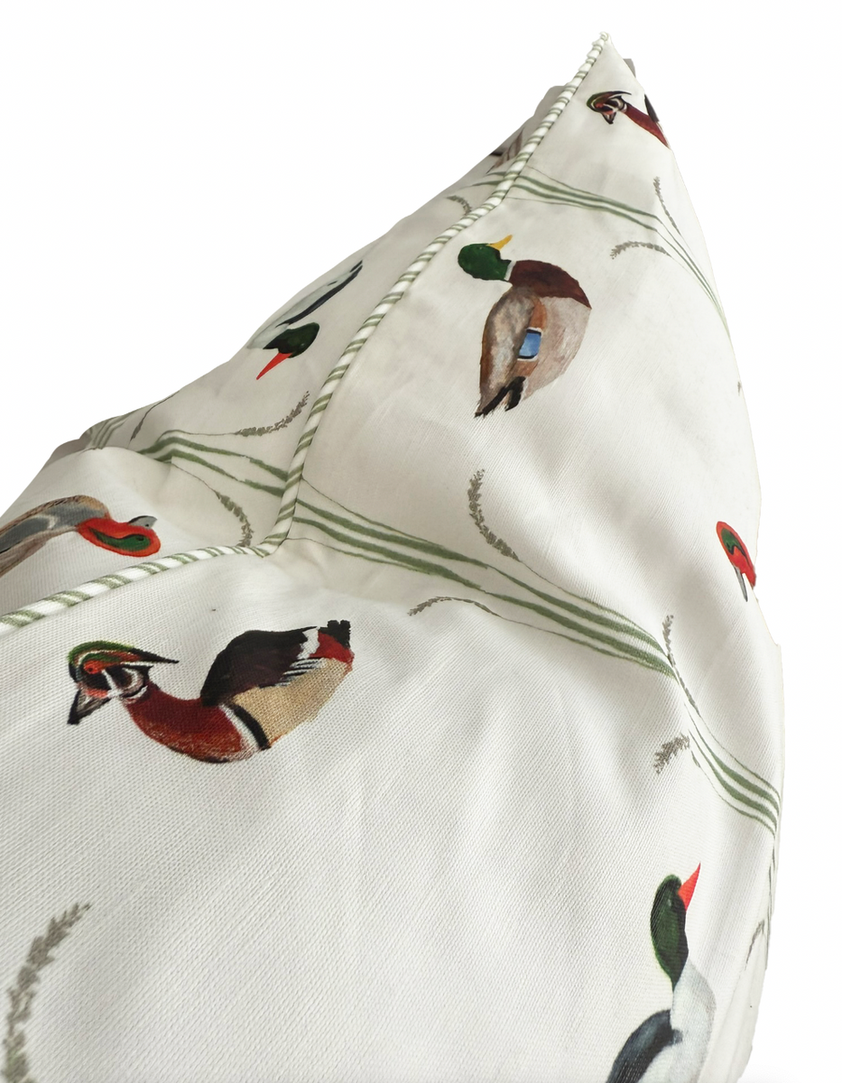 24x24 Ducks Pillow w/ Insert- Green Tick Piping – Jordan Connelly Studio