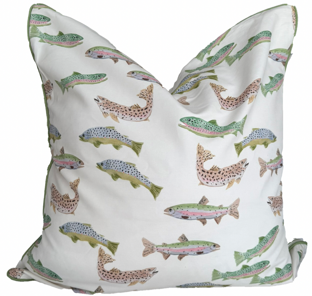 26x26 Tight Lines Pillow Cover- Green Piping, Green Tick Back – Jordan ...
