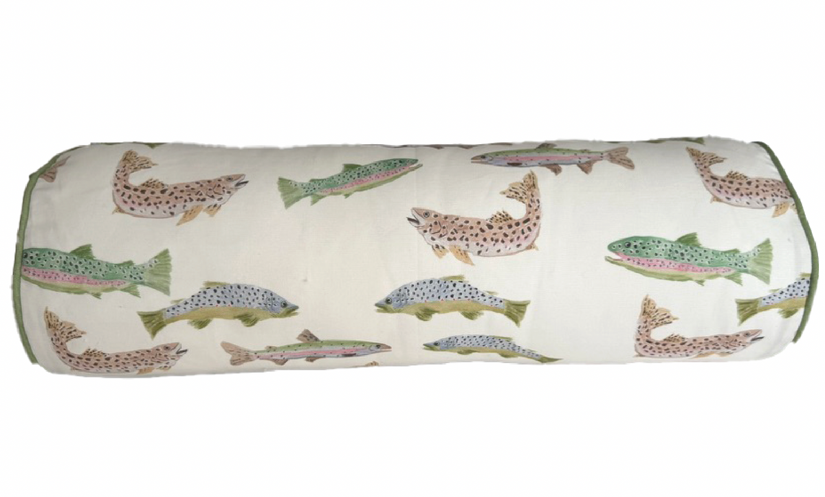 Small Bolster Tight Lines Pillow Cover- Green Piping – Jordan Connelly ...